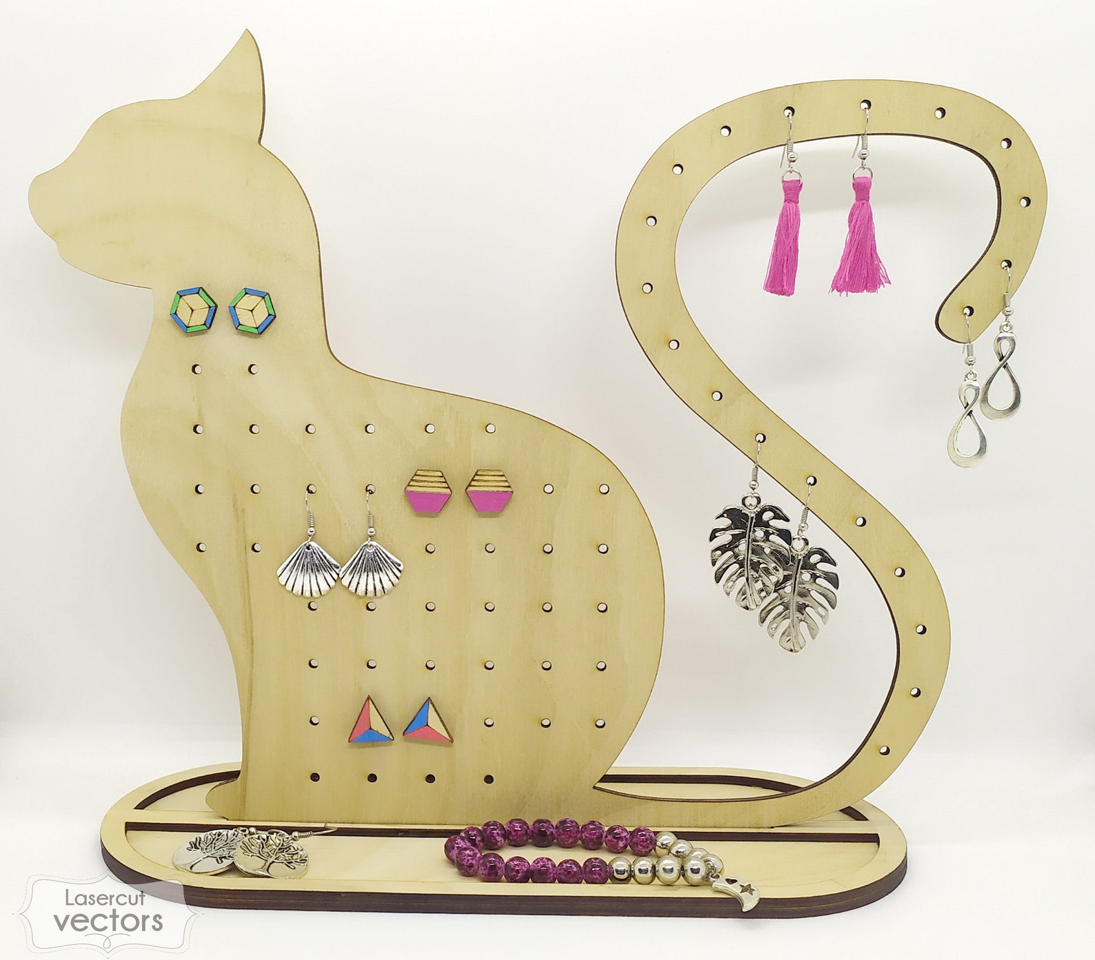 Laser Cut Cat Earring Display SVG. Laser Cut Cat Stud Earring - Etsy