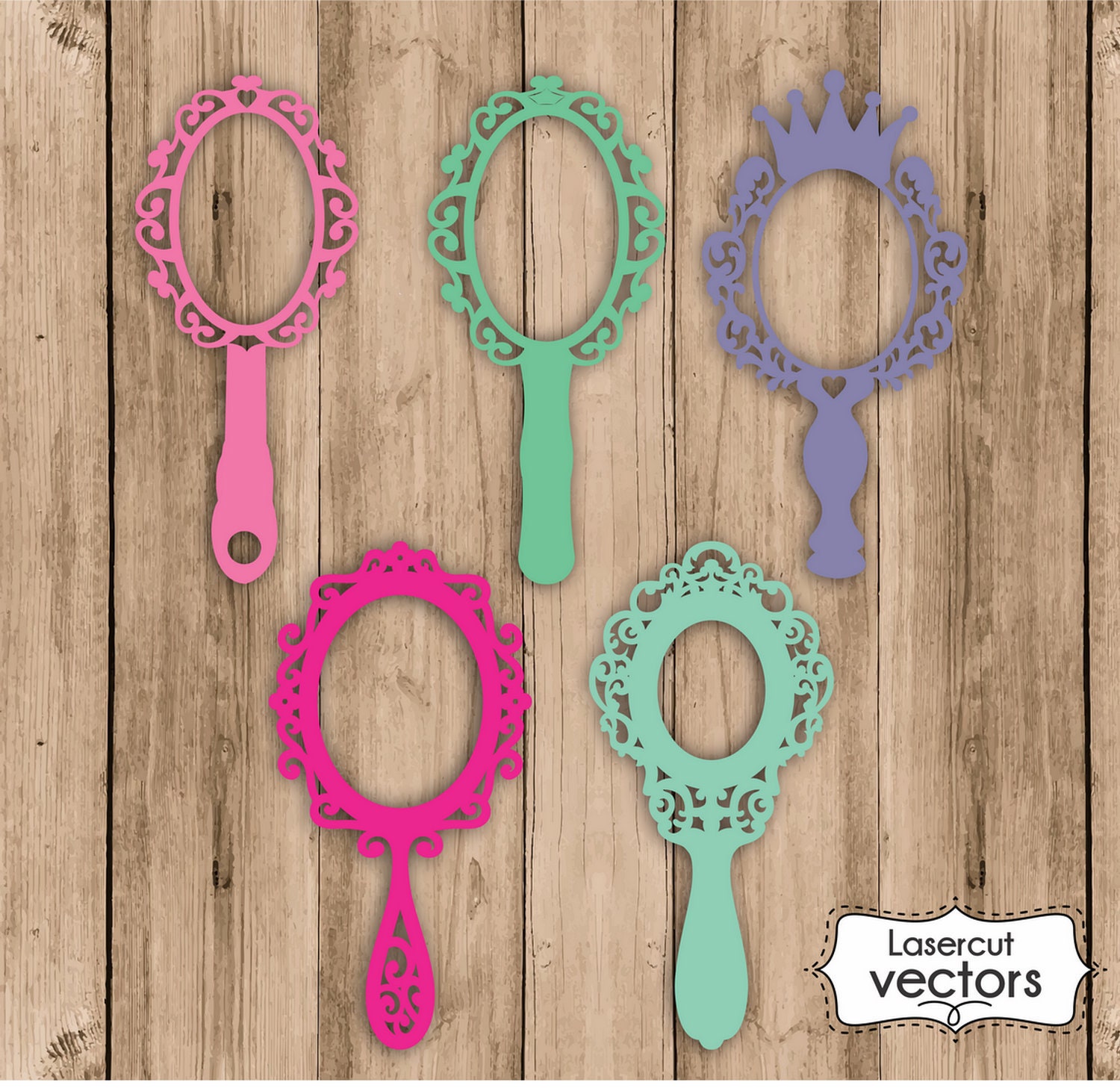 Set of 5 Mirror Invitation SVG Cut File Royal Princess - Etsy Australia