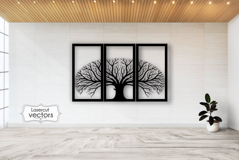 Tree Panel Wall Art Vector Model Svg Dxf Files-tree Panel - Etsy