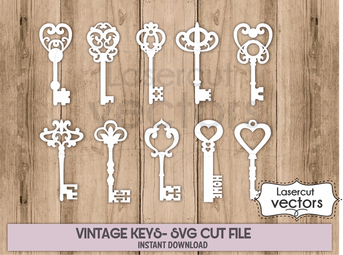 10 Vintage Door Keys SVG Bundle Key Papercut Template - Etsy