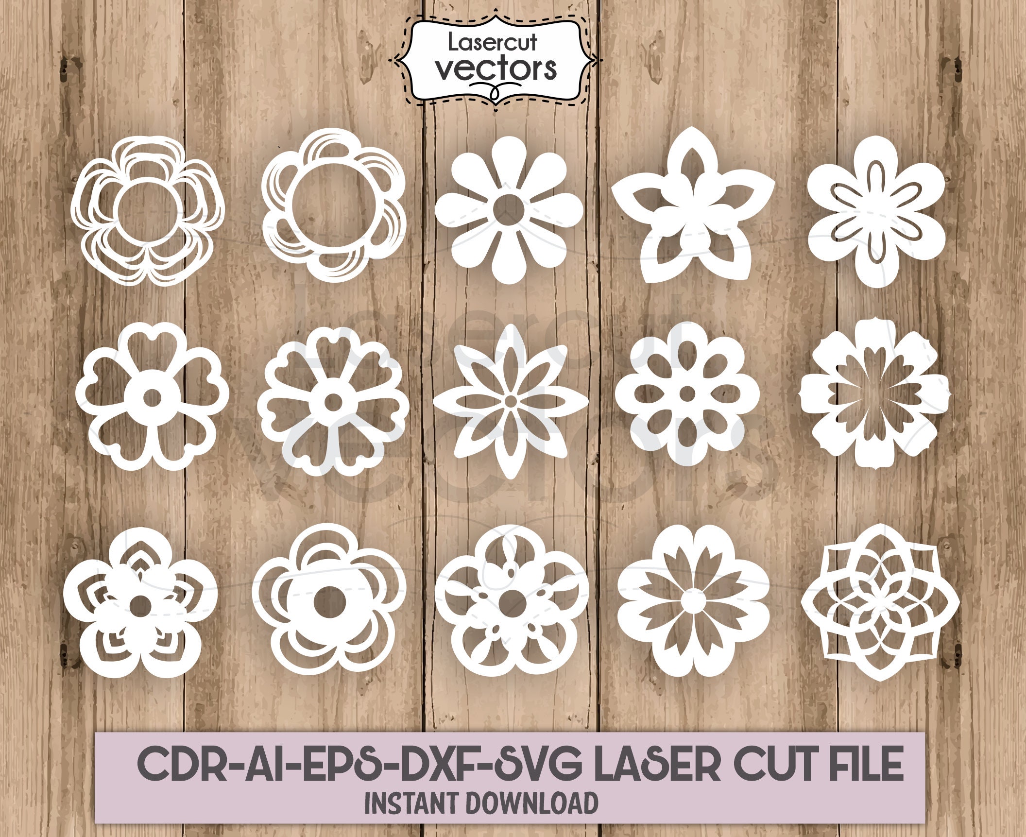 15 Flores Bundle SVG flor svg. Silhouette Cameo y Cricut | Etsy