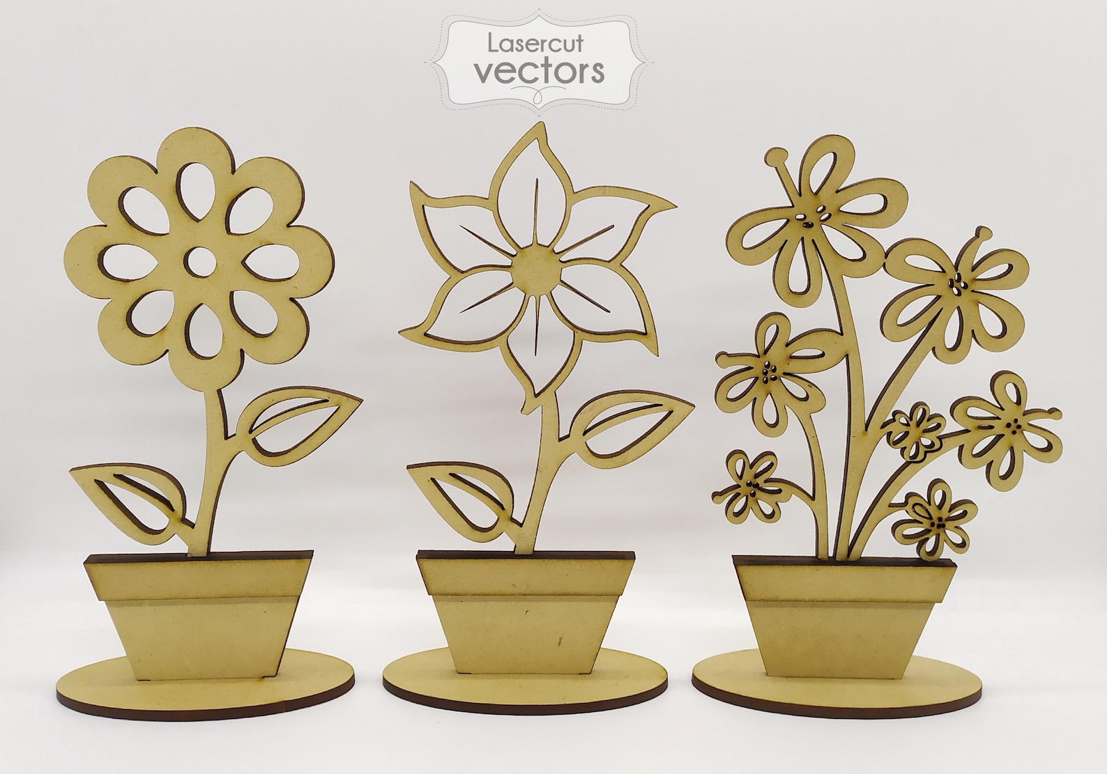 6 Laser Cut SVG DXF Ai Eps Cdr Flowers Models.flowers Home Decor Svg ...