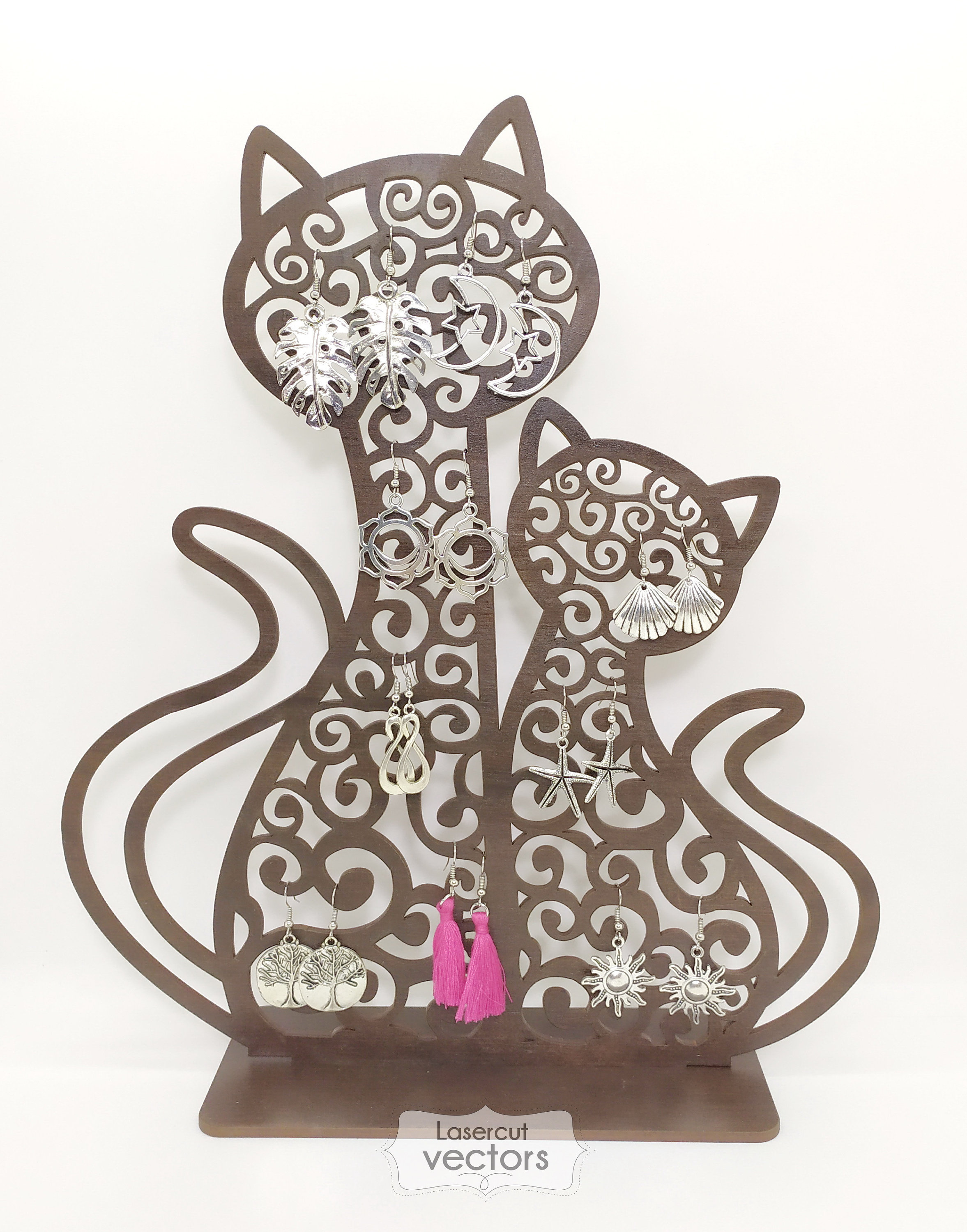 Laser Cut Cats Earring Display SVG. Laser Cut Cats Earring Display ...