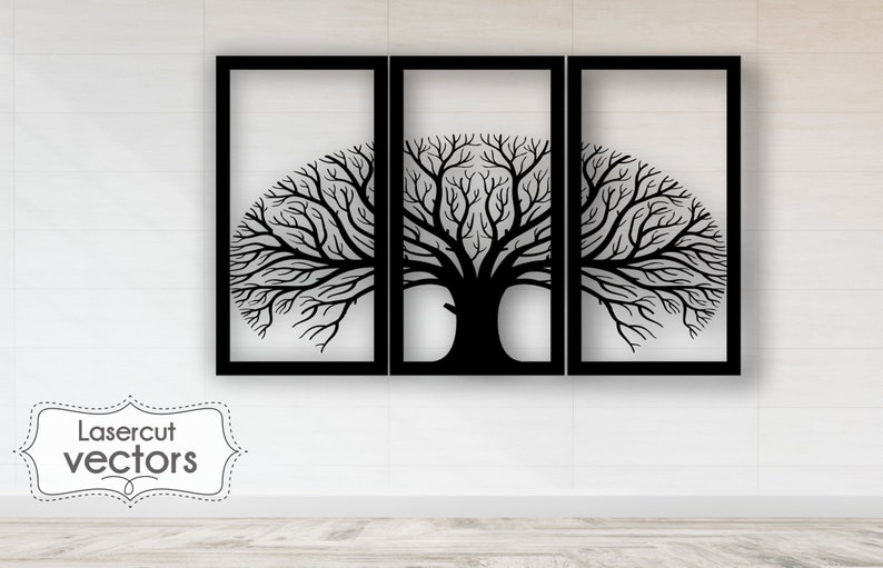 Tree Panel Wall Art Vector Model Svg Dxf Files-tree Panel - Etsy