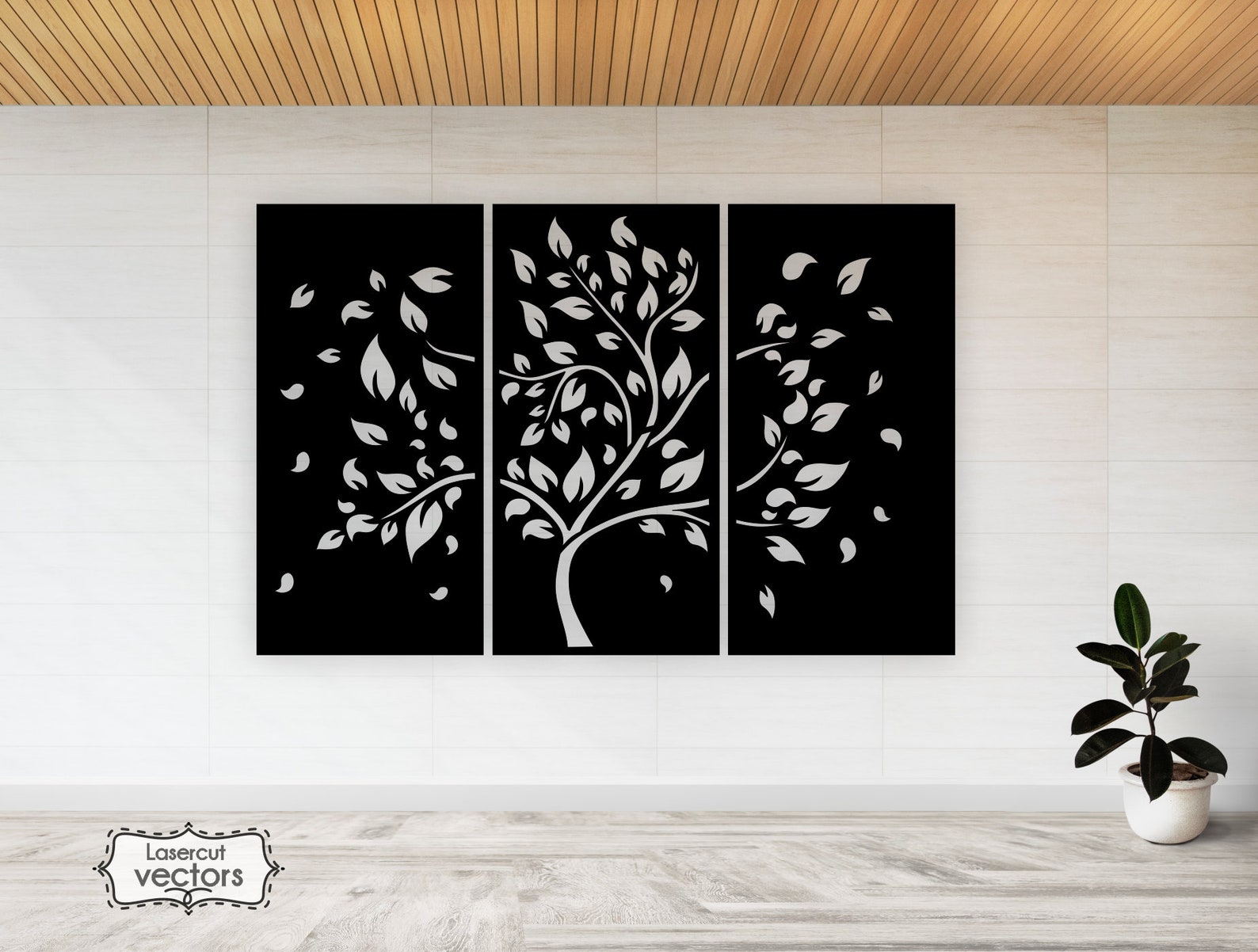 Tree Wall Art Vector Model. Wall Decor- Svg Dxf Files-tree Panel Svg ...