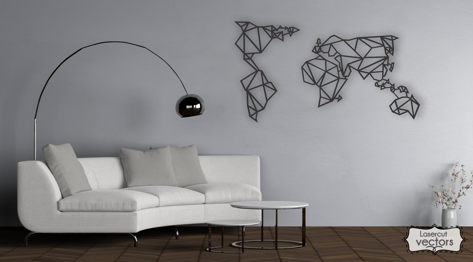 Geometric World Map Wall Art SVG DXF Epsai and Cdr Digital - Etsy