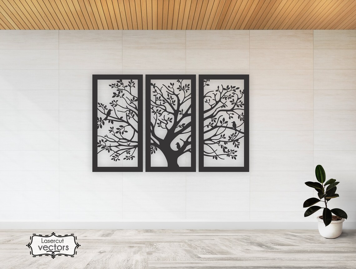 Tree Wall Art Vector Model. Wall Decor Svg Dxf Files-tree - Etsy