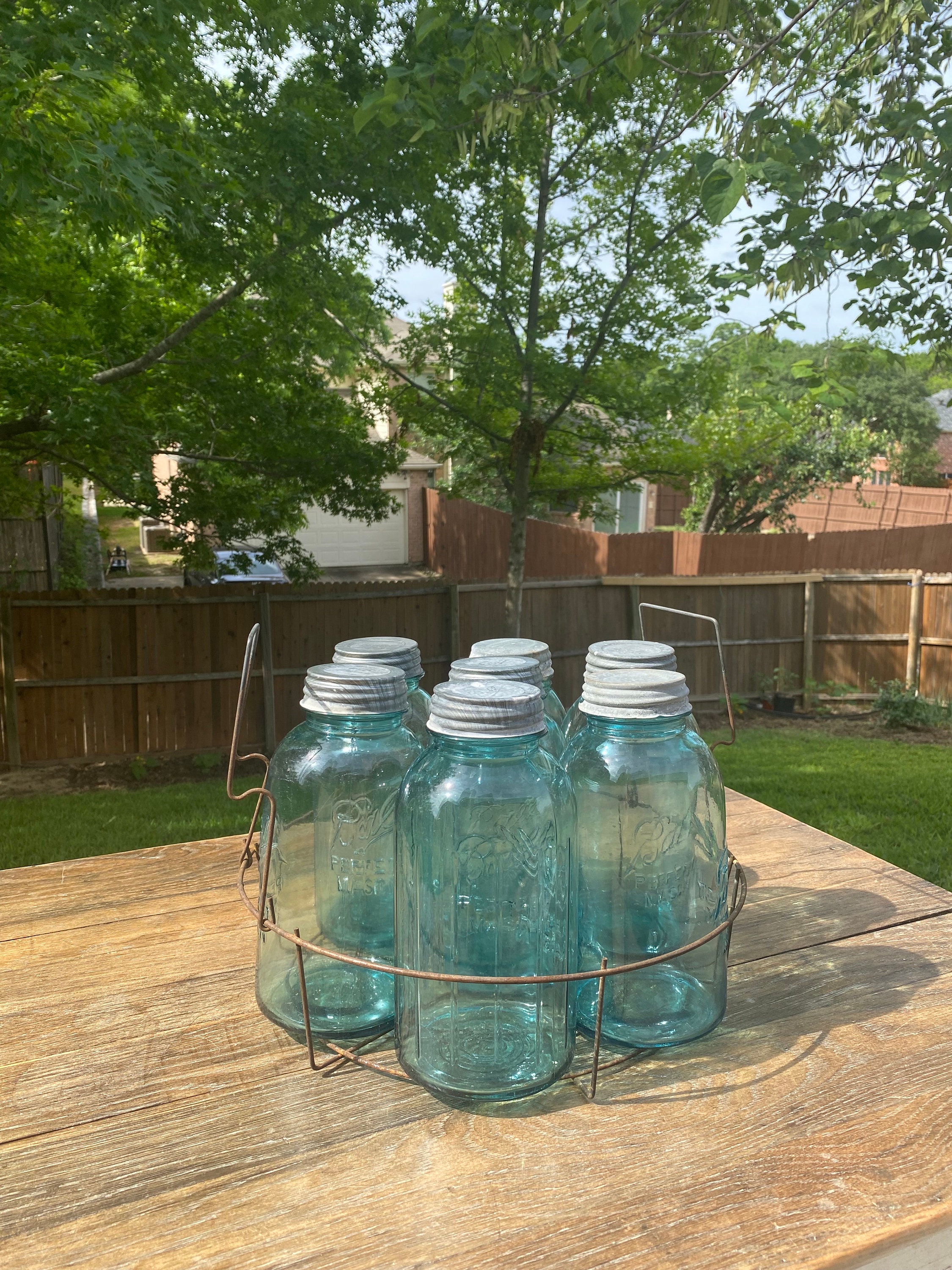 Vintage 7 Quarter Gallon Ball Mason Jars With Caddy - Etsy