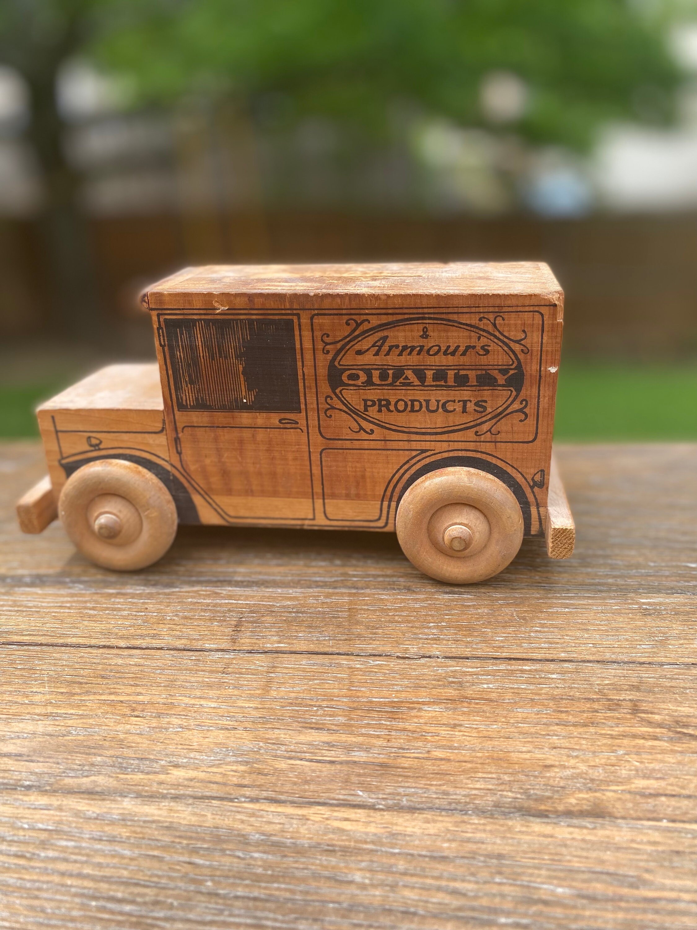 Vintage Wooden Car Bank - Etsy