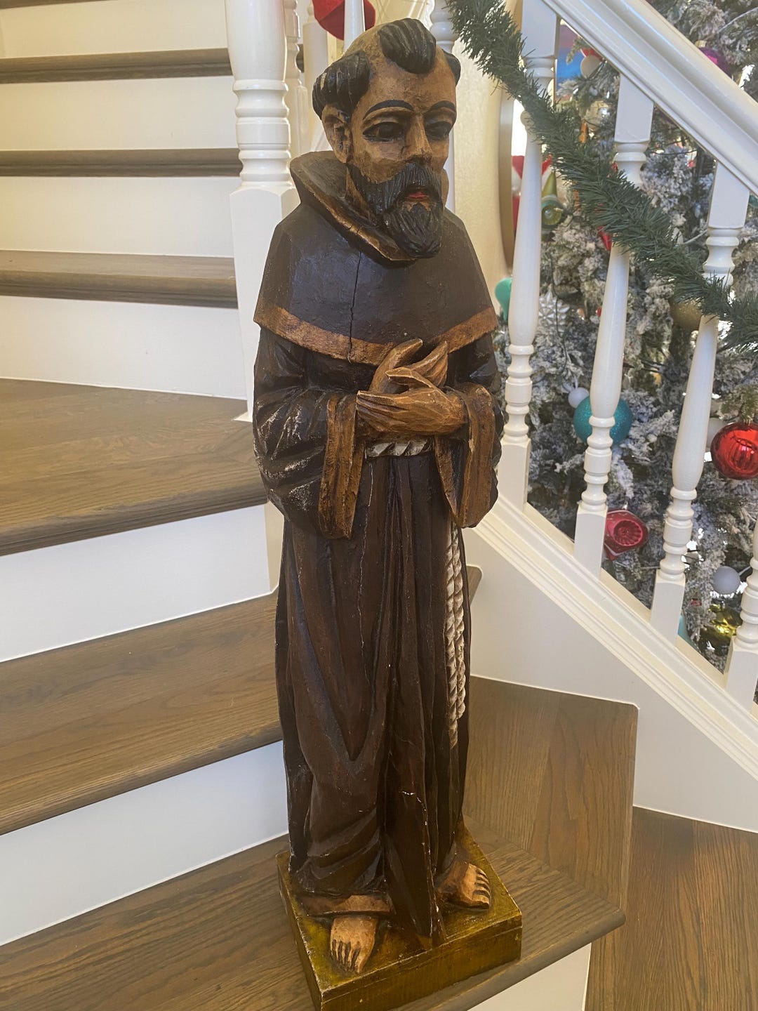 Vintage Religious Folk Art - Praying Priest - Etsy