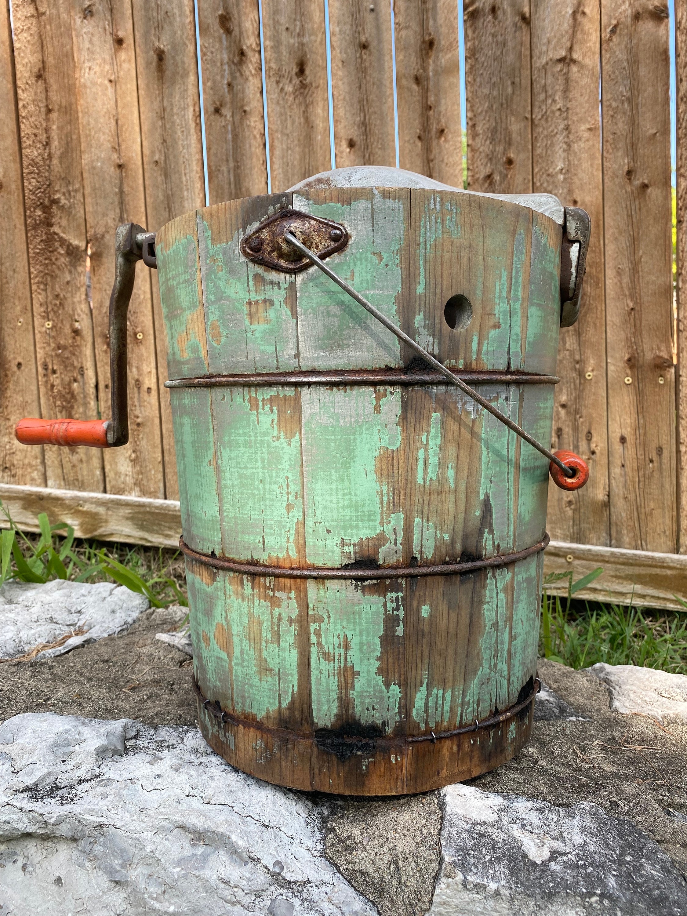 Antique Hand Crank Ice Cream Maker Bucket - Etsy