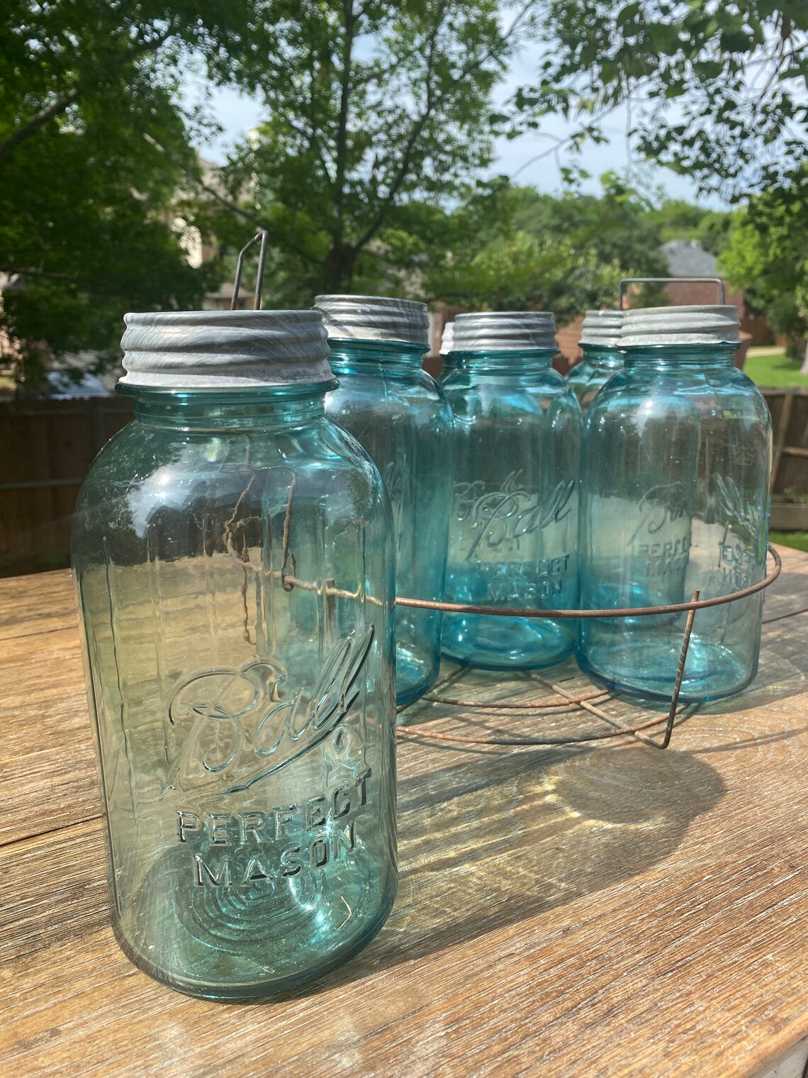 Vintage 7 Quarter Gallon Ball Mason Jars With Caddy - Etsy