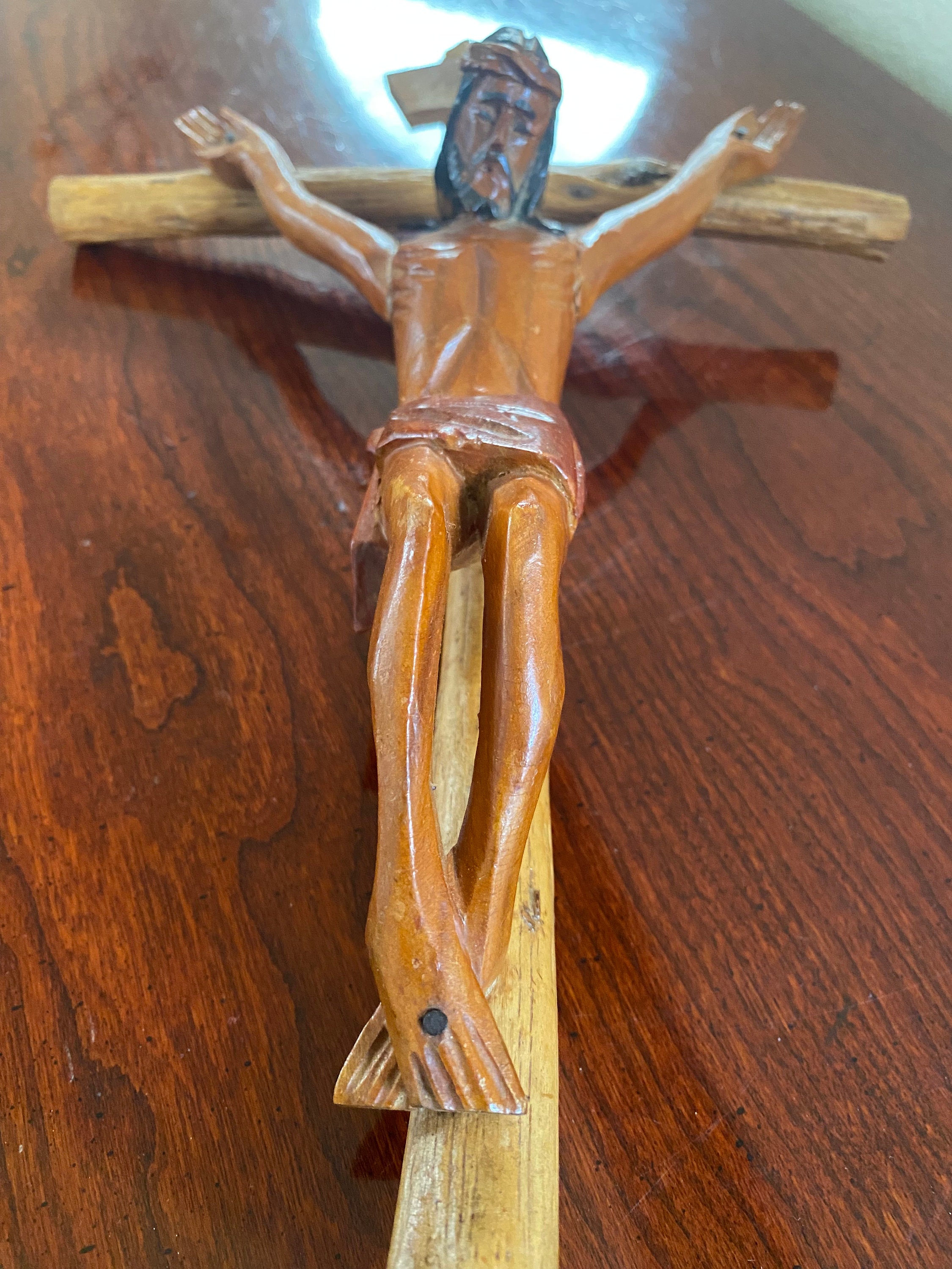 Folk Art Wooden Hand Carved Crucifix - Etsy