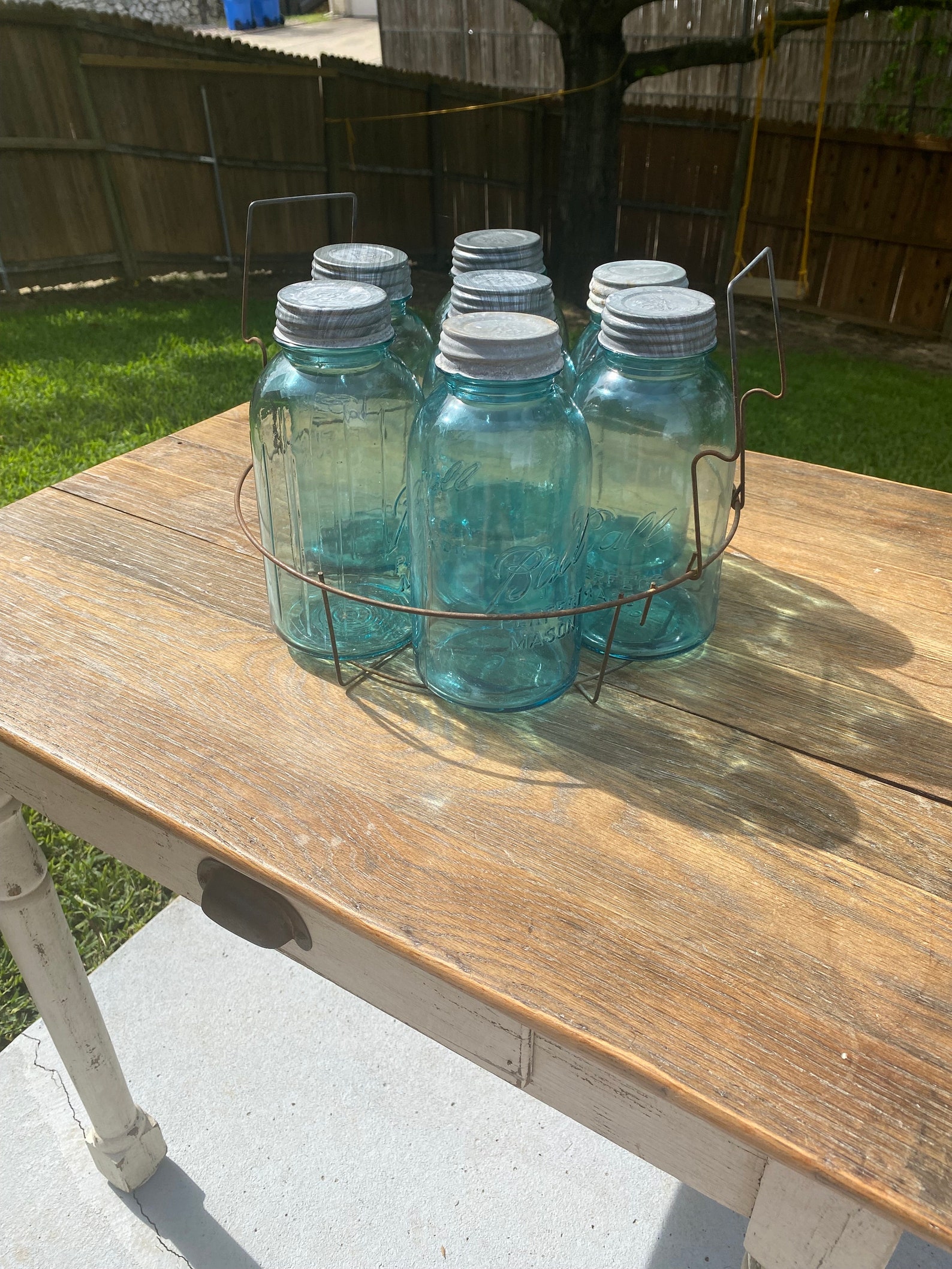Vintage 7 Quarter Gallon Ball Mason Jars With Caddy - Etsy