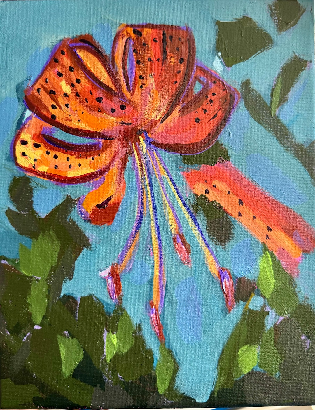 Lily Painting, Lily Decor, Wall Art, Colorful Floral Art Painting ...