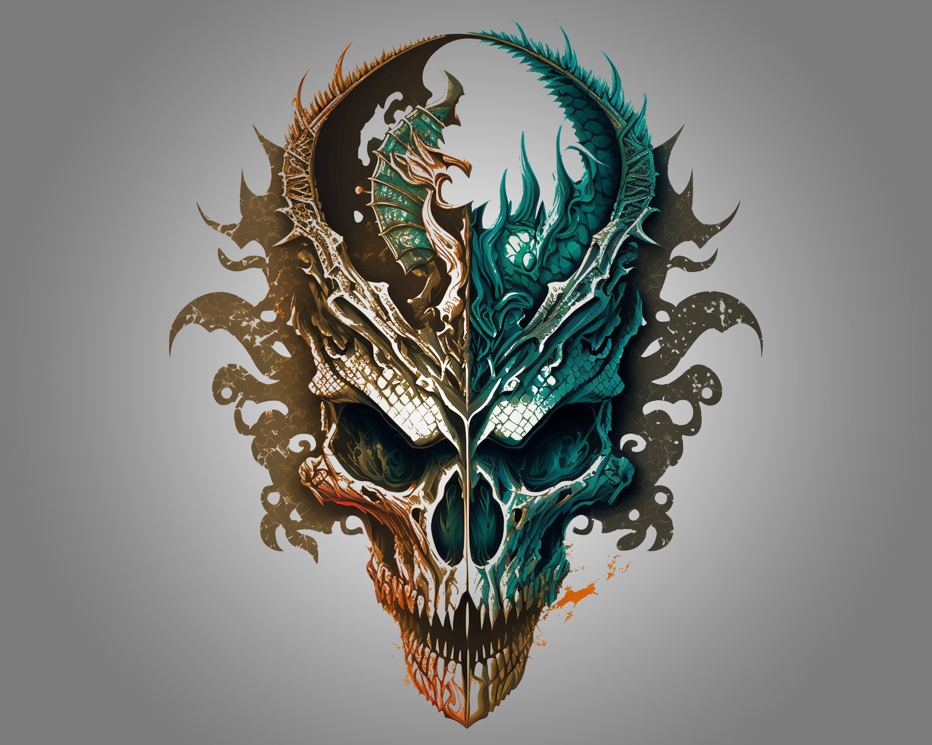 Skull And Dragon Wallpaper