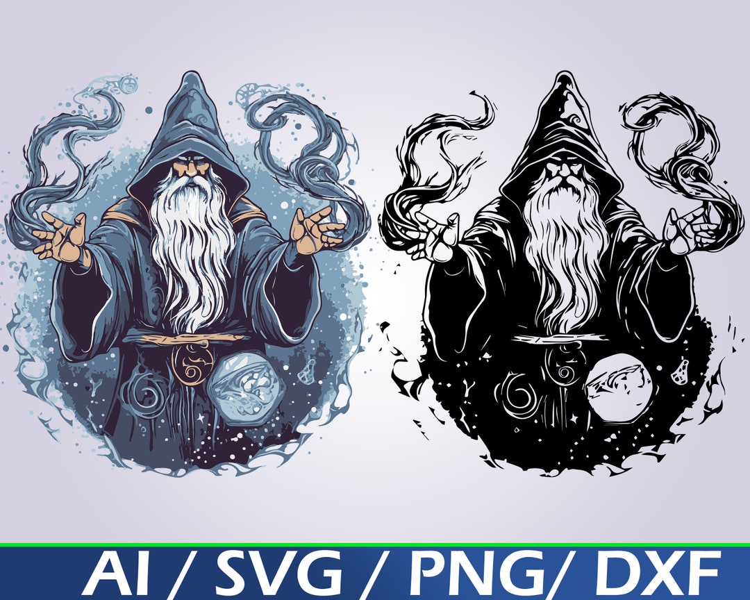 Magic Wizard Casting a Spell SVG Digital Download, Spellcasting Wizard ...