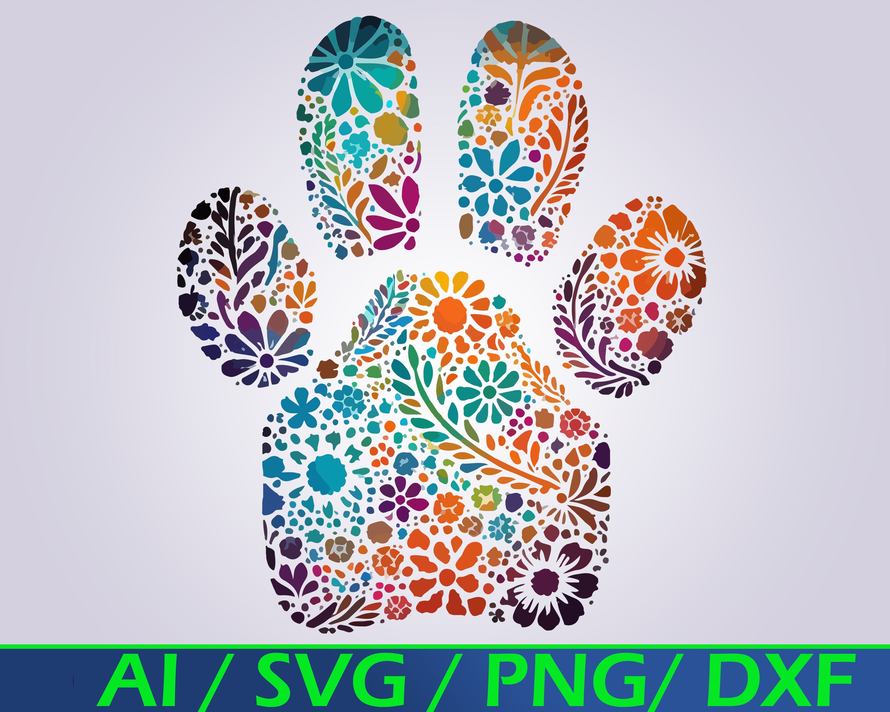 Dog Paw Print Sugar Skull SVG Digital Download Sugar Skull - Etsy