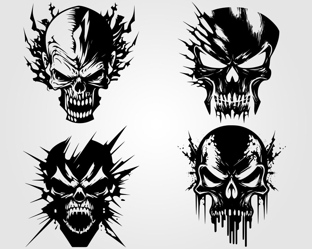 Angry Skull SVG Bundle: Horror Art PNG, Cricut Ready (digital Download ...