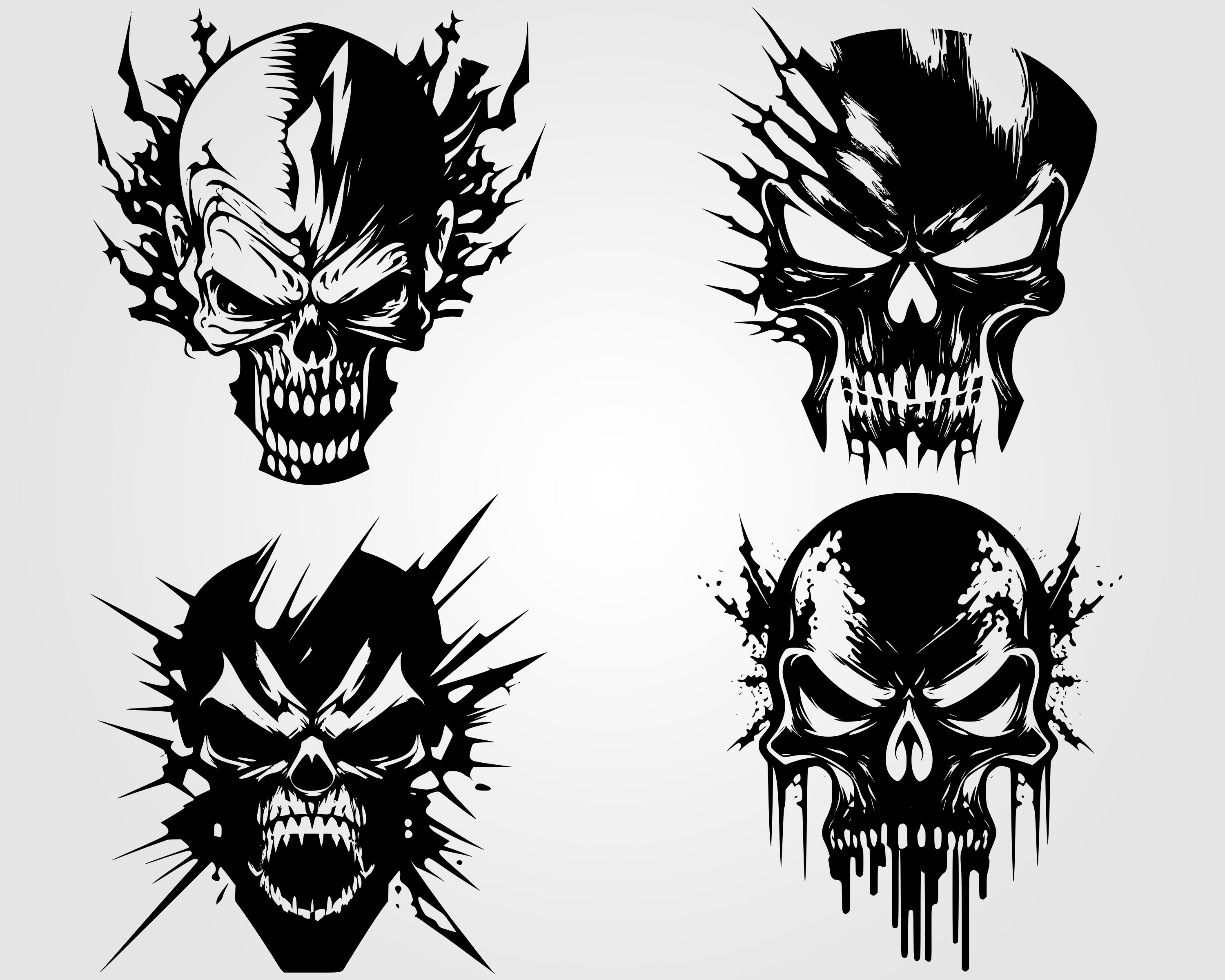 Angry Skull SVG Bundle Digital Download Skulls PNG Files for - Etsy ...