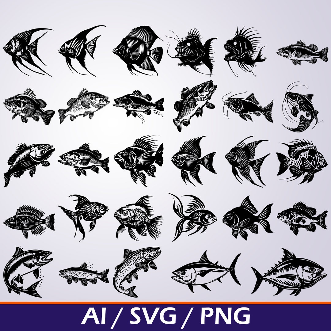 29 Fish SVG Bundle Fishing PNG Fish Clip Art for Cricut for Sublimation ...