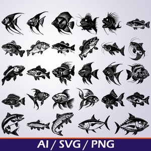 29 Fisch SVG Bundle Angeln PNG Fisch Clip Art für Cricut für ...