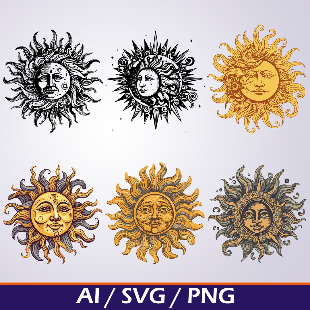 Celestial Sun SVG Bundle: Mystical Sun Clipart (digital Download) - Etsy