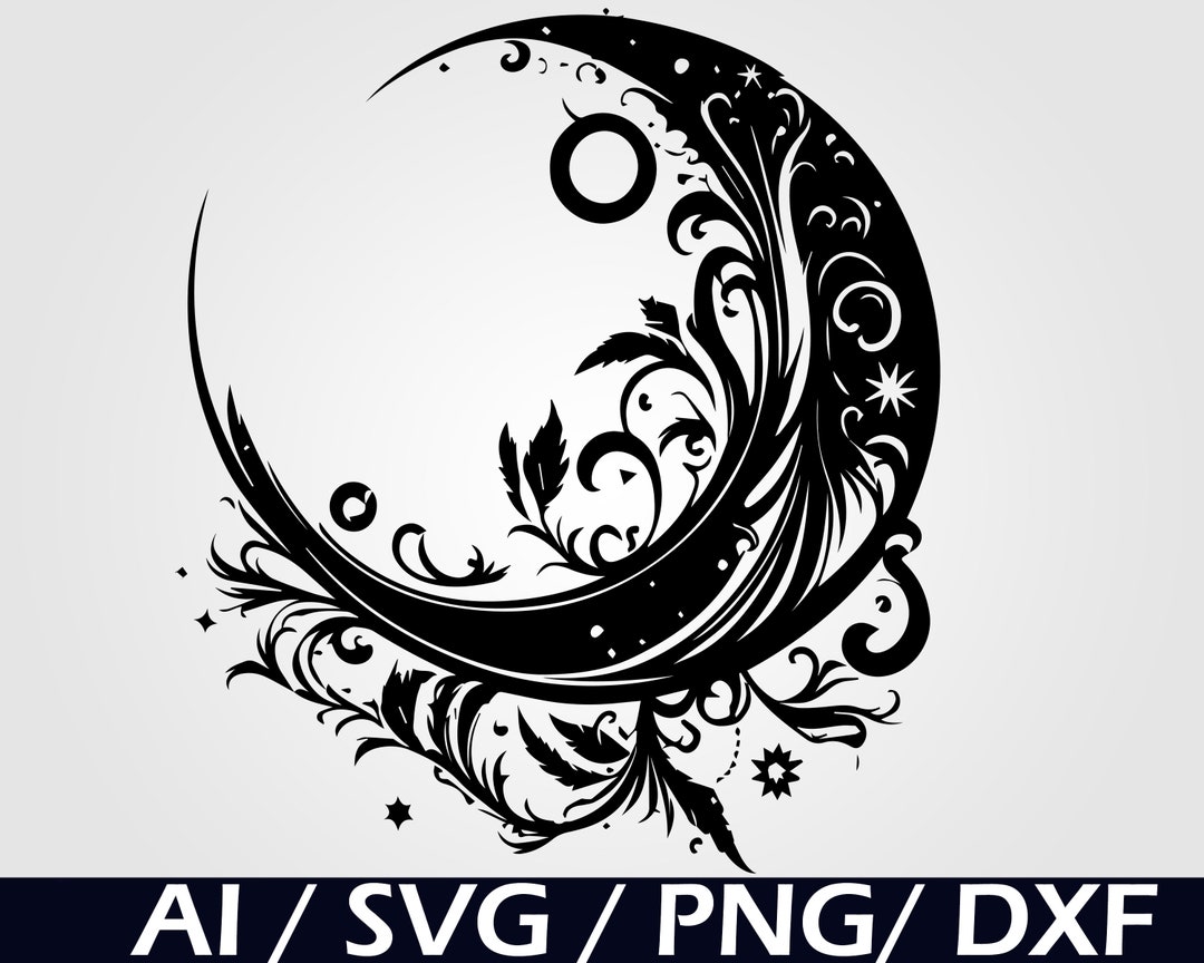 Mystical Crescent Moon SVG: Celestial Clipart (digital Download) - Etsy