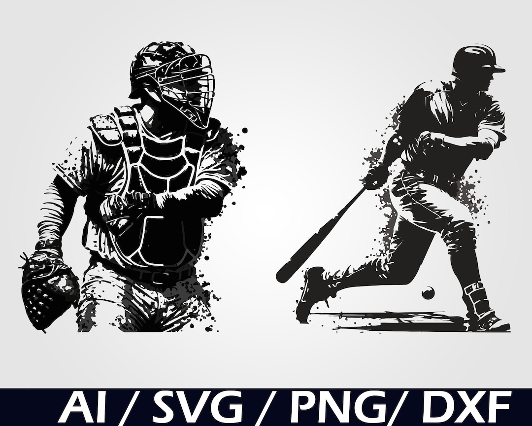 Baseball Player and Catcher Baseball Svg Digital Download Bundle Svg ...