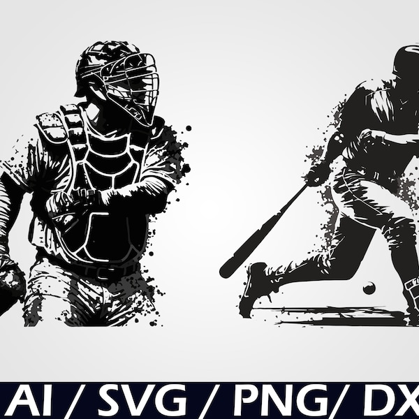 Baseball Catcher Silhouette - Etsy