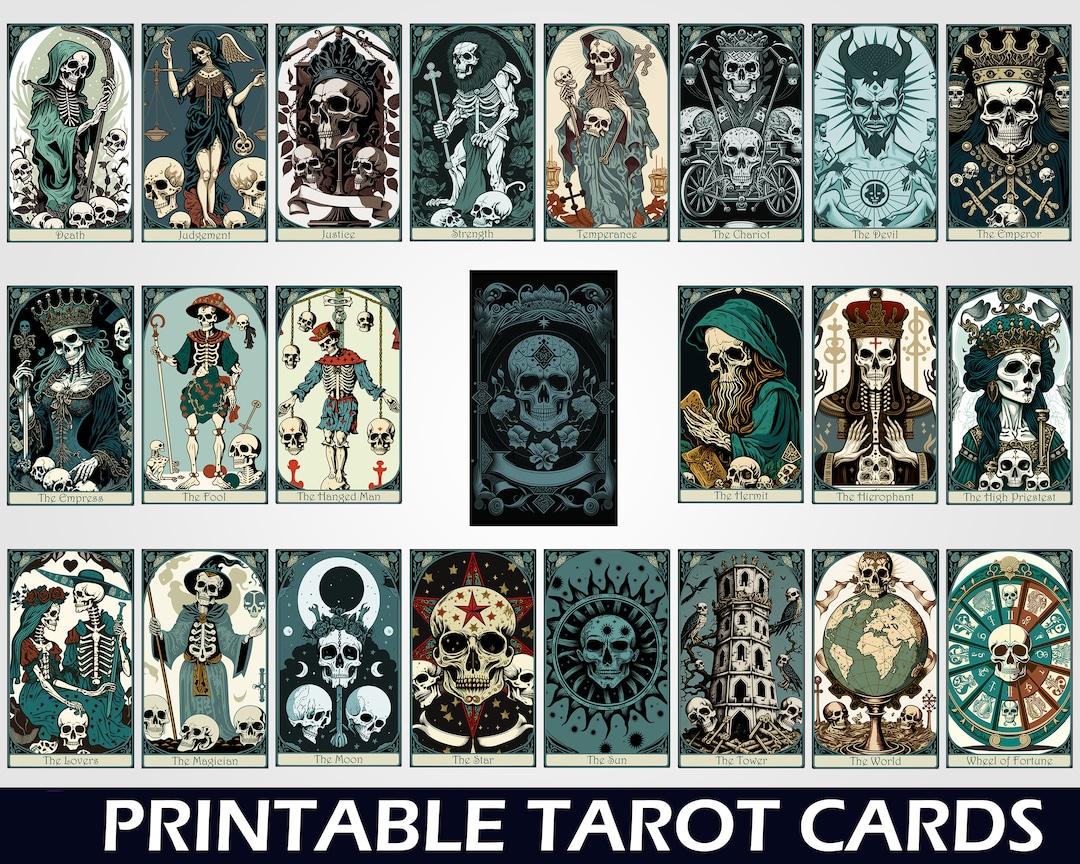 Skull Tarot Cards Major Arcana Deck: Mystic Astrology (digital Download ...