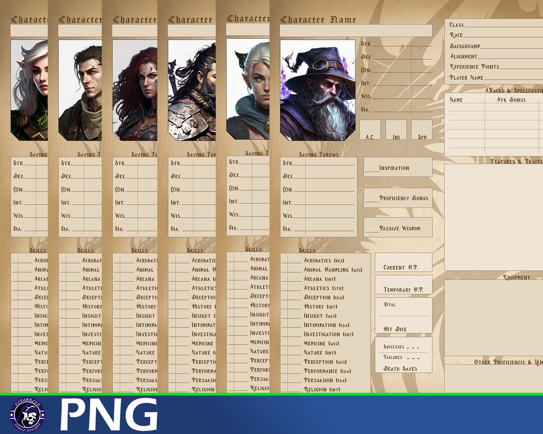 High Fantasy Dnd Character Sheets D&D 5e Ttrpg Printable - Etsy Australia