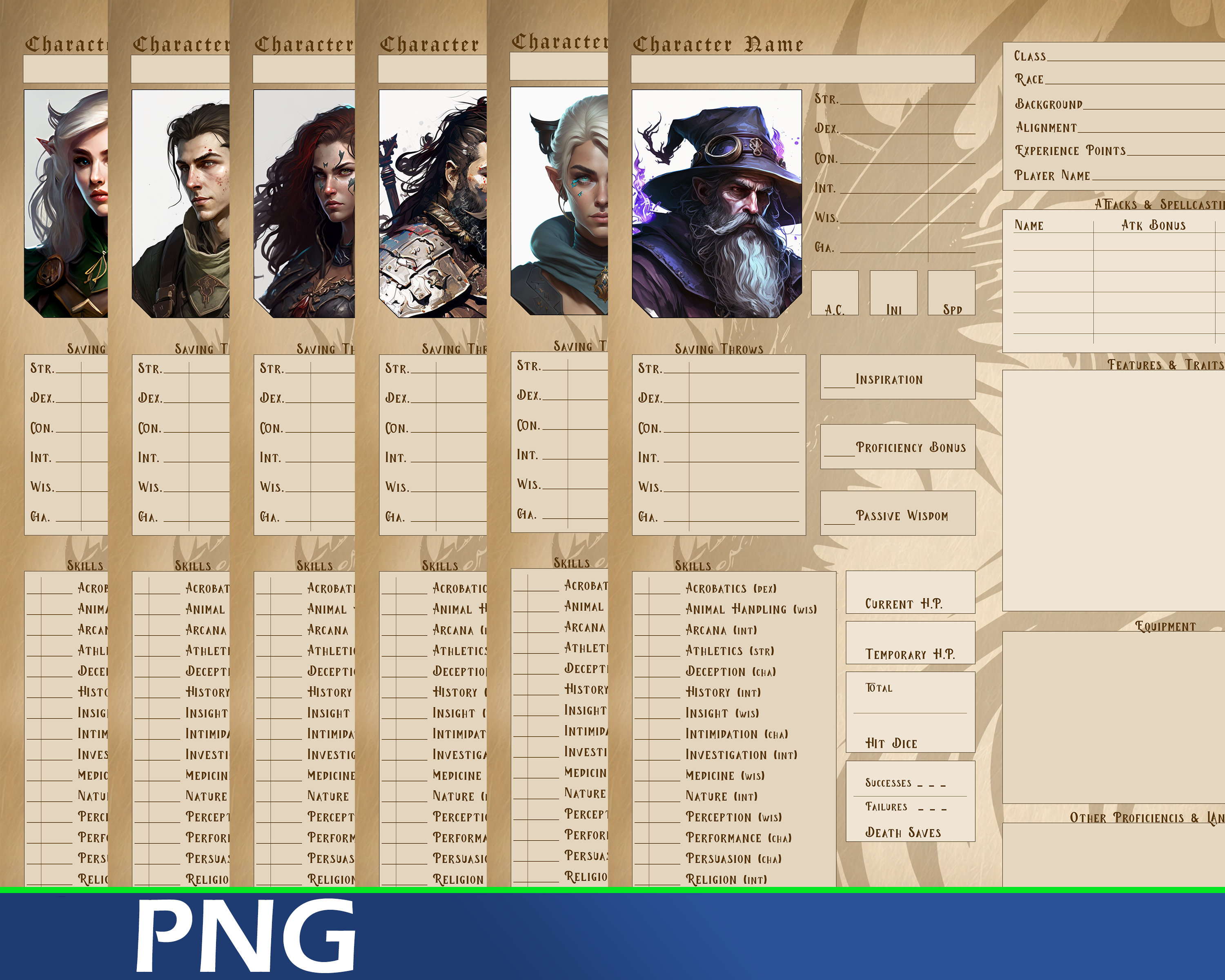 D&D 5e Character Sheet: High Fantasy Art (digital Download) - Etsy