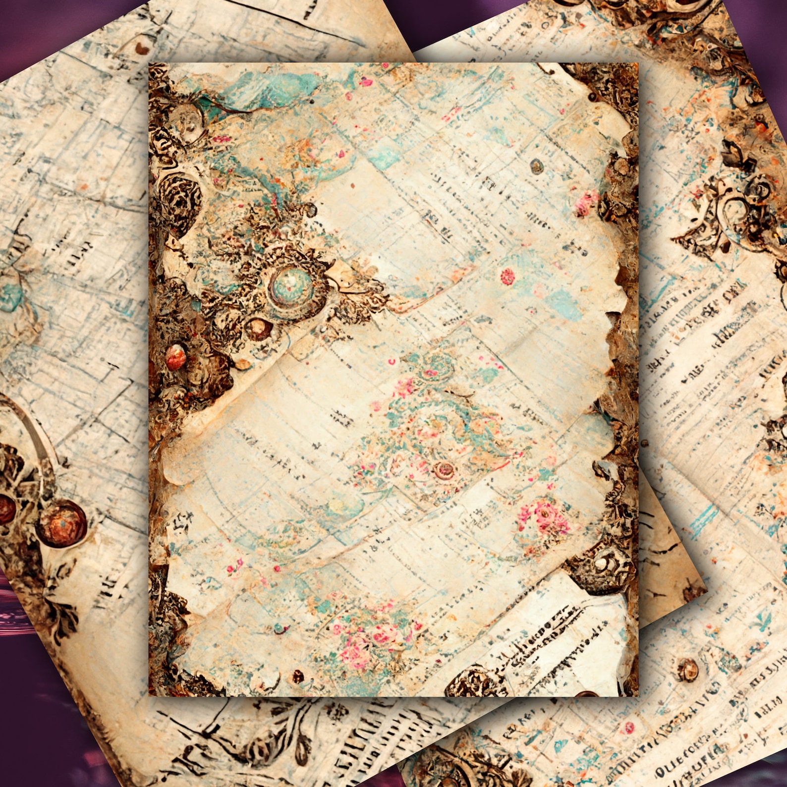 Vintage Map Journal Pages Map Scrap Book Pages City Maps - Etsy
