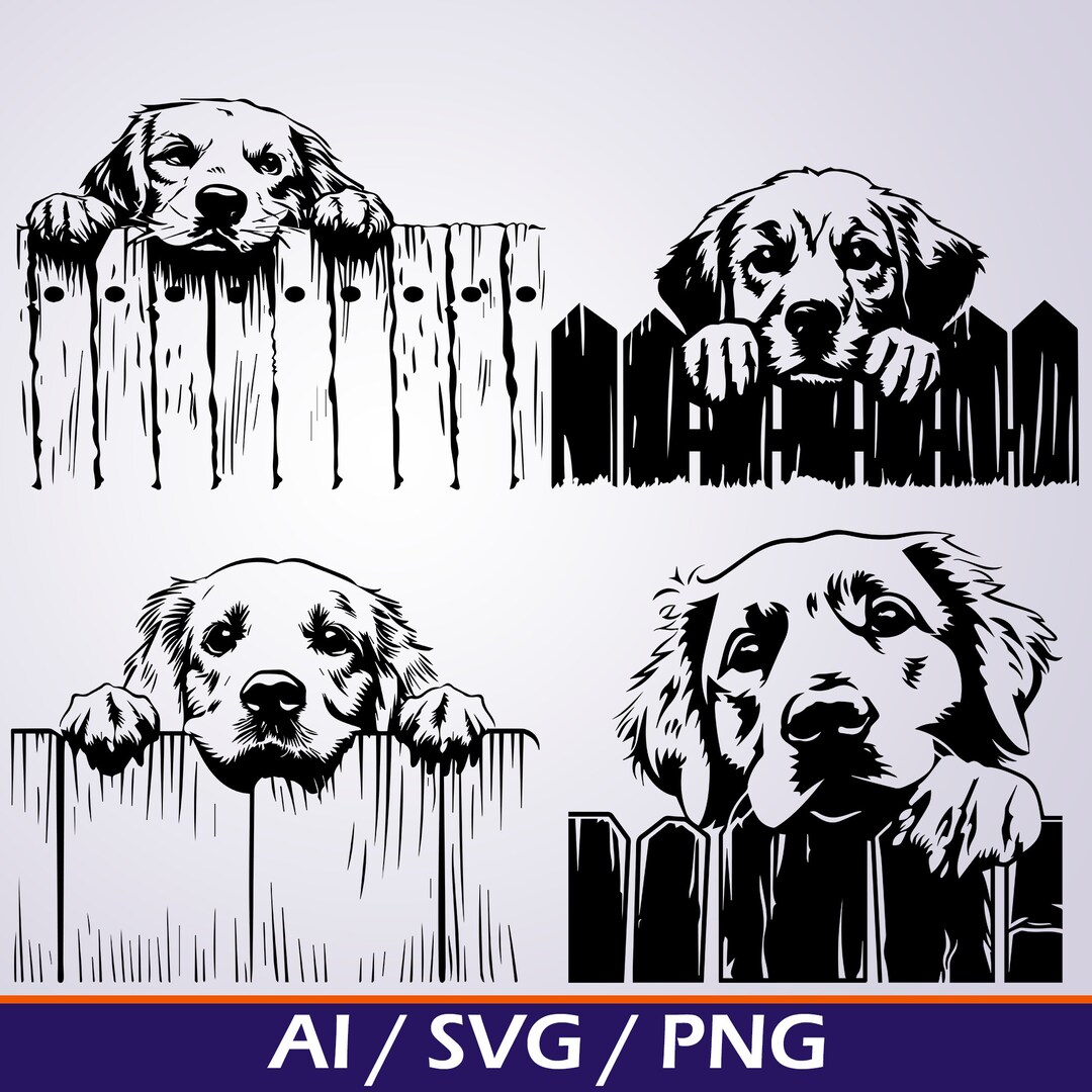 Peeking Golden Retriever SVG Bundle: Dog Clipart for Cricut (digital ...