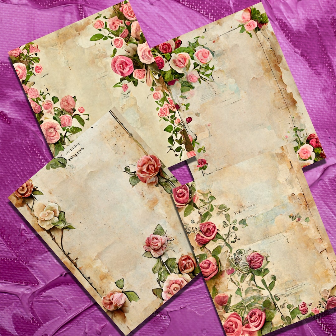 Vintage Pink Roses Pages Junk Journal Floral Pages Rose - Etsy