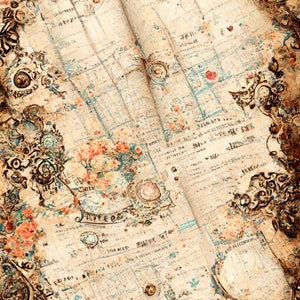 Vintage Map Journal Pages | Map Scrap Book Pages | City Maps Junk ...