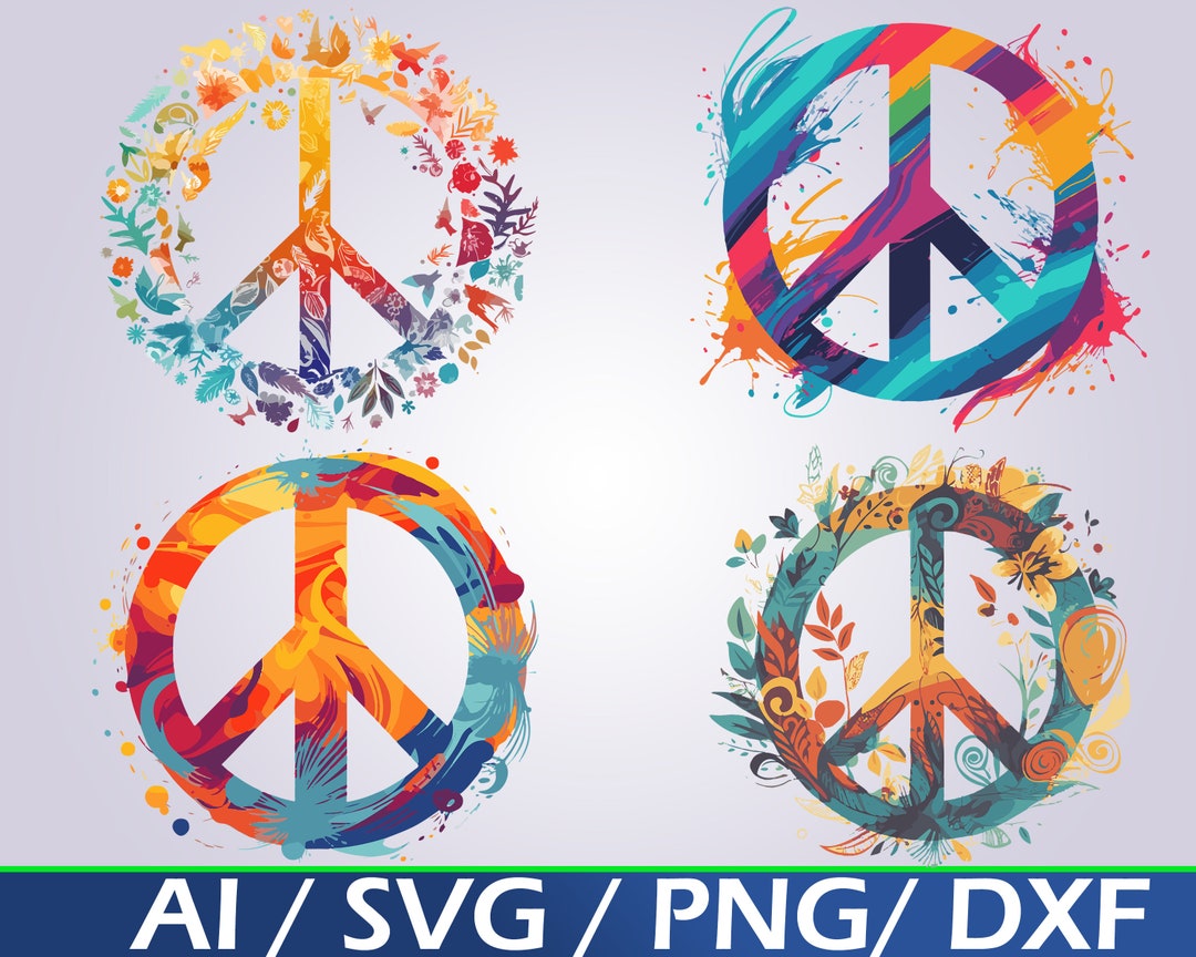 Peace Symbol SVG Digital Download Bundle Peace Sign Clip Art Hippie SVG ...