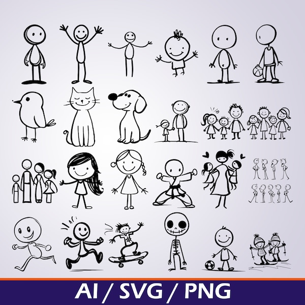 Cute Stick Figures - Etsy