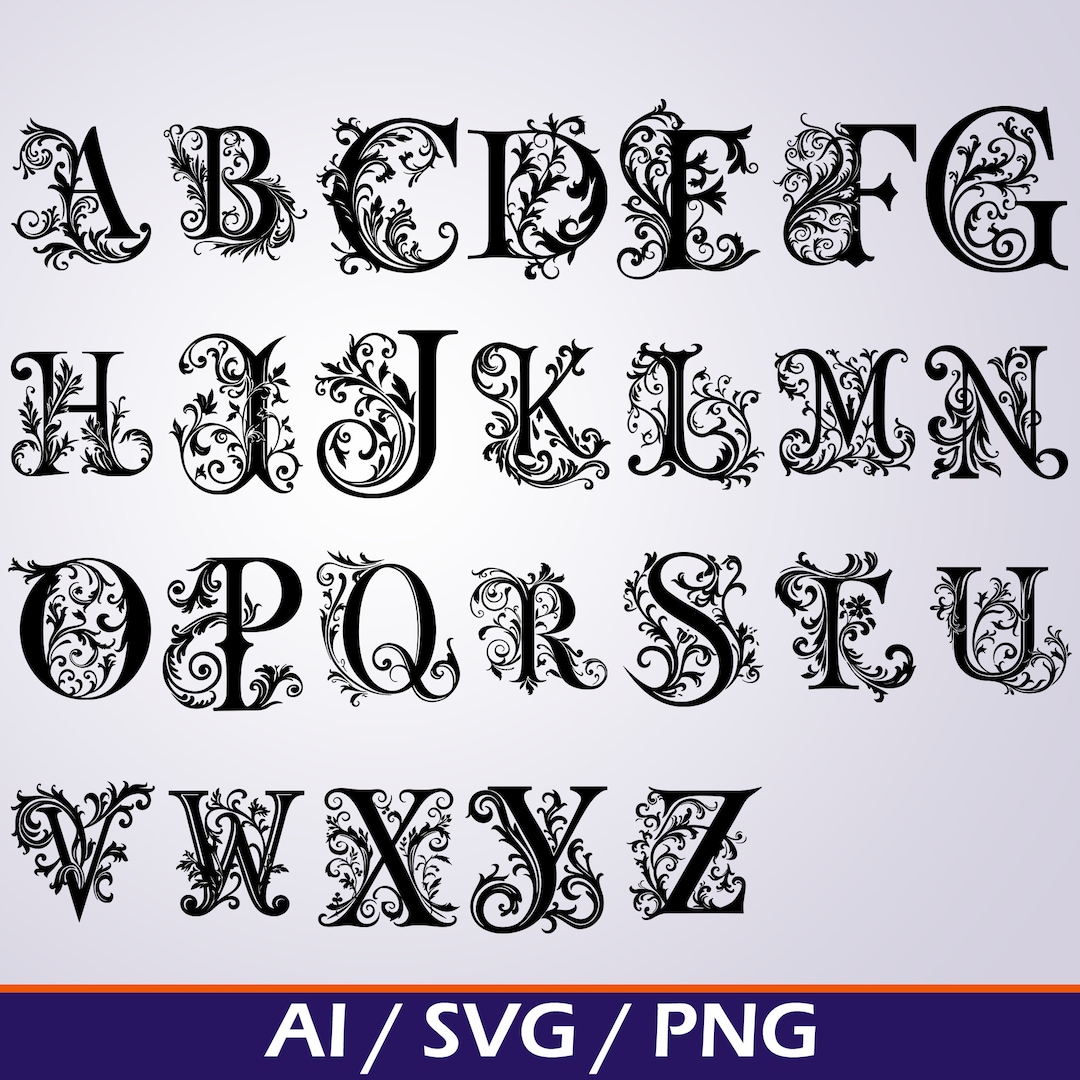 Elegant Monogram Alphabet SVG, PNG, AI | Instant Digital Download ...