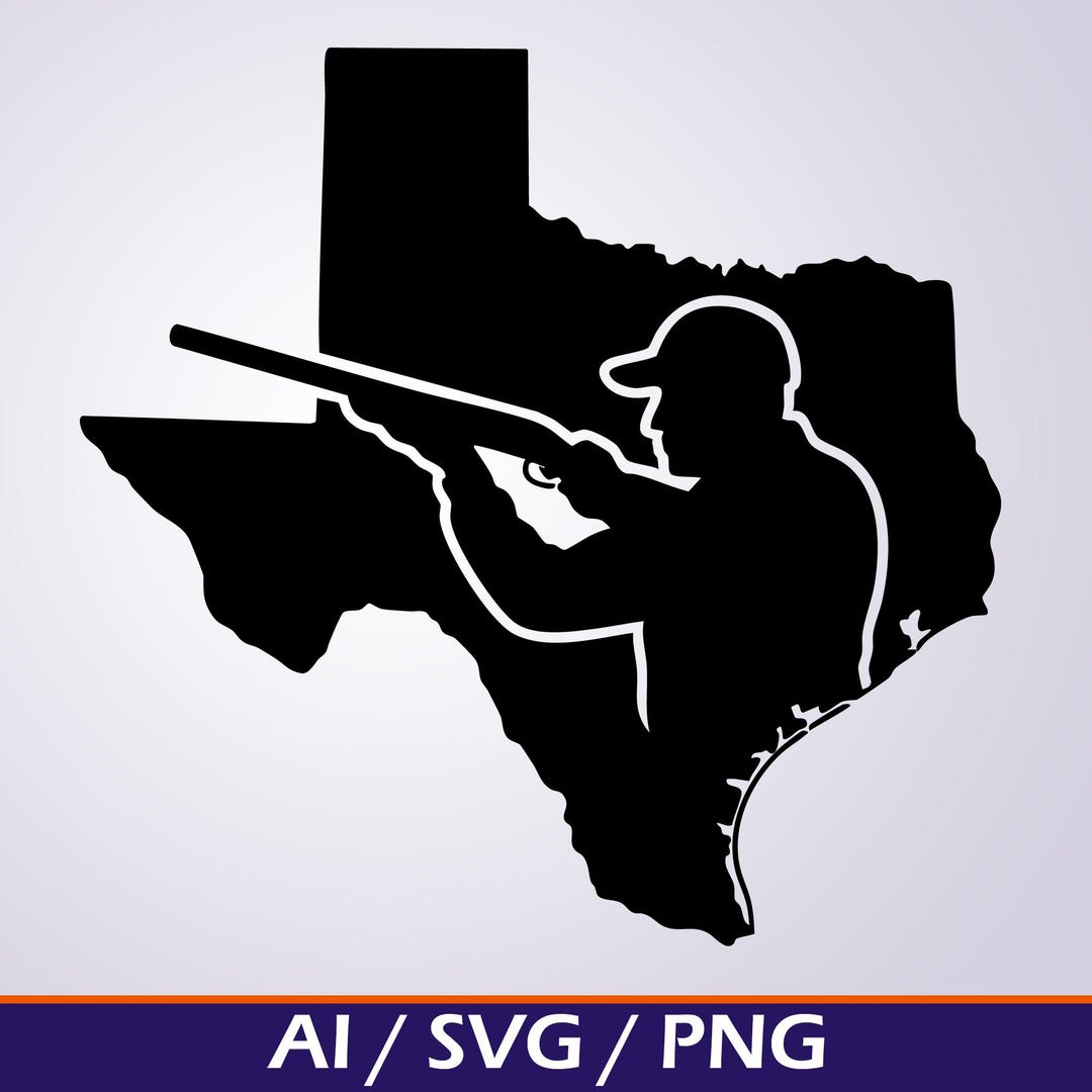 Texas Hunter SVG - Lone Star State Silhouette With Deer Hunter, Ai Svg ...