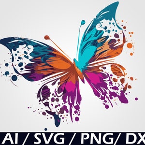 Splash Art Butterfly SVG Digital Download, Colorful Butterfly Clip Art ...