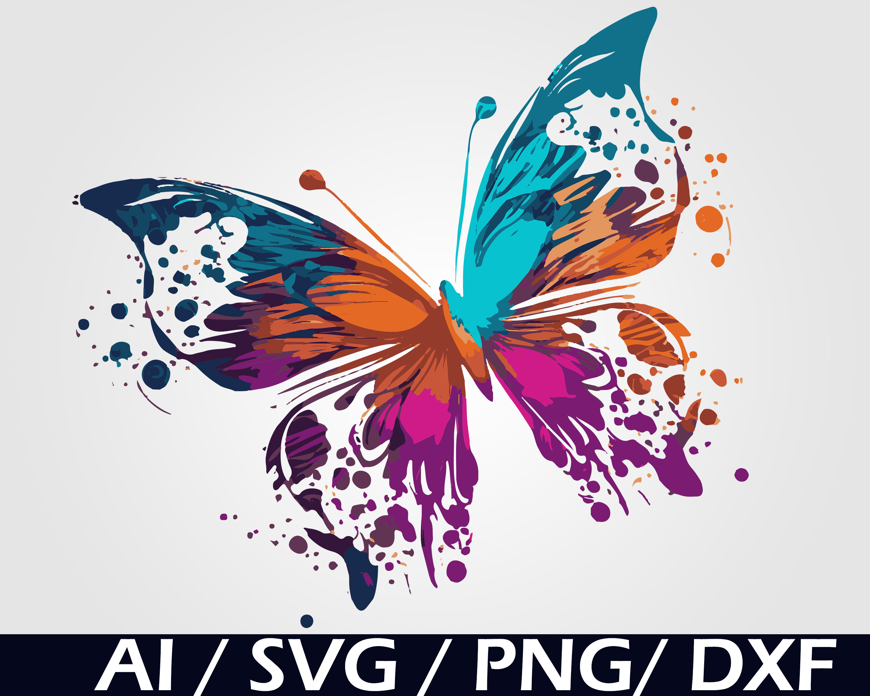 Splash Art Butterfly SVG Digital Download Colorful Butterfly - Etsy