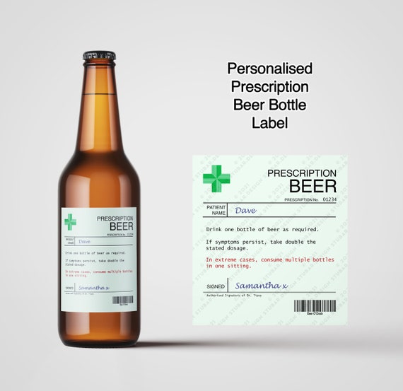 Personalised Prescription Beer & Cider Bottle Label Birthday - Etsy UK