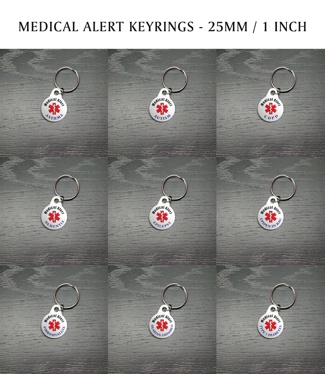 Medical Alert Key Ring - 25mm 1 Inch - Keyrings Keyring - Etsy UK
