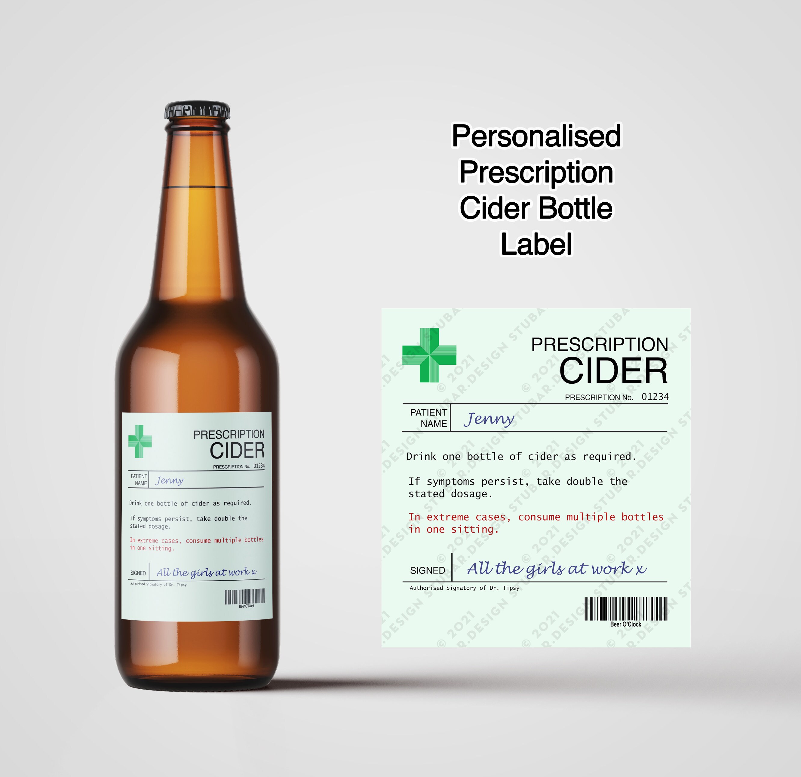 Personalised Prescription Beer & Cider Bottle Label - Birthday Gift ...