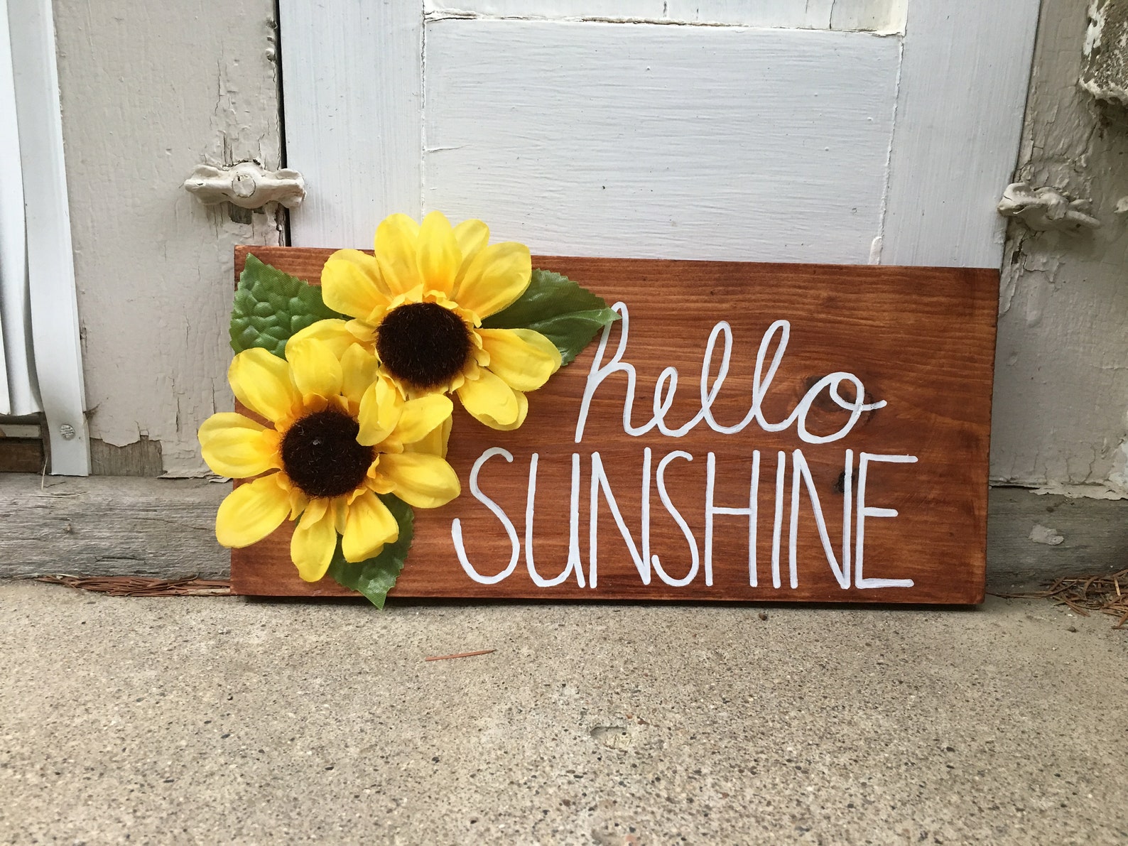 Hello Sunshine Wood Sign Sunflower Wood Art Handmade and - Etsy