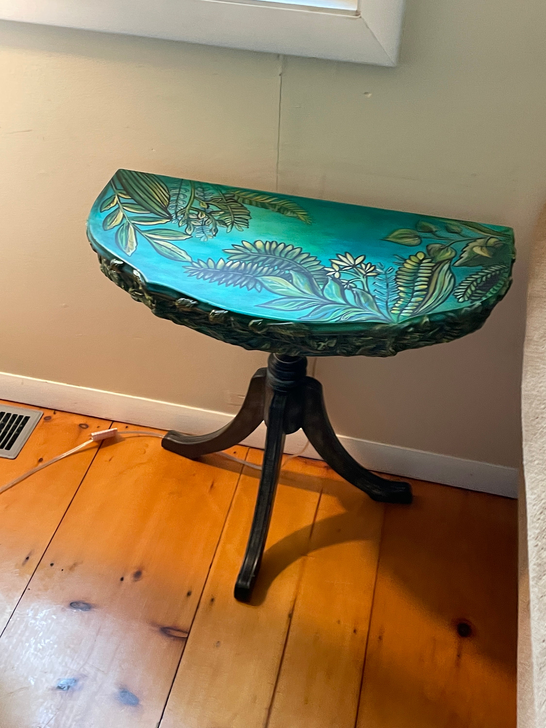 Sold-handmade Artistic Side Table, End Table, Green, Side Table ...