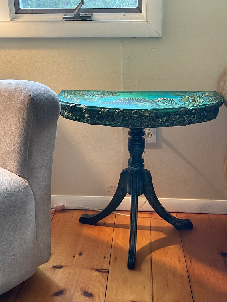 Sold-handmade Artistic Side Table, End Table, Green, Side Table ...
