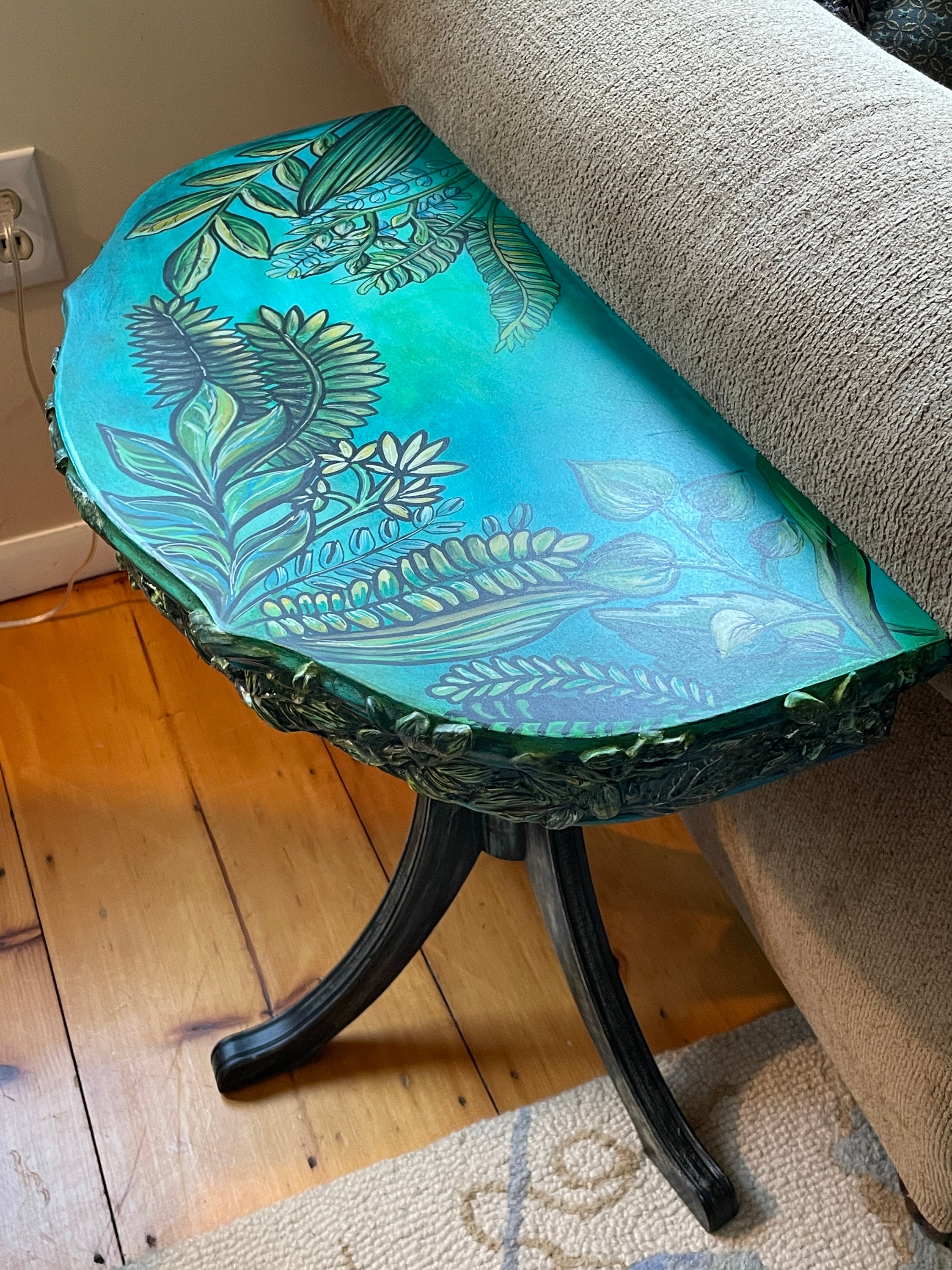 Sold-handmade Artistic Side Table, End Table, Green, Side Table ...